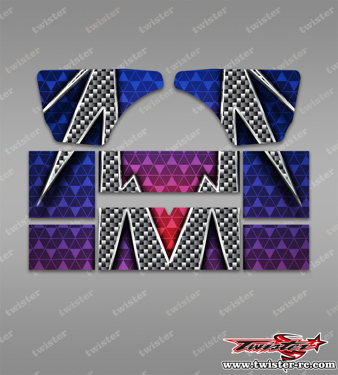 TR-M8RW-MA3 Mugen MBX8R Wing Metallic/Optical White Pattern Wrap ( Typ ...